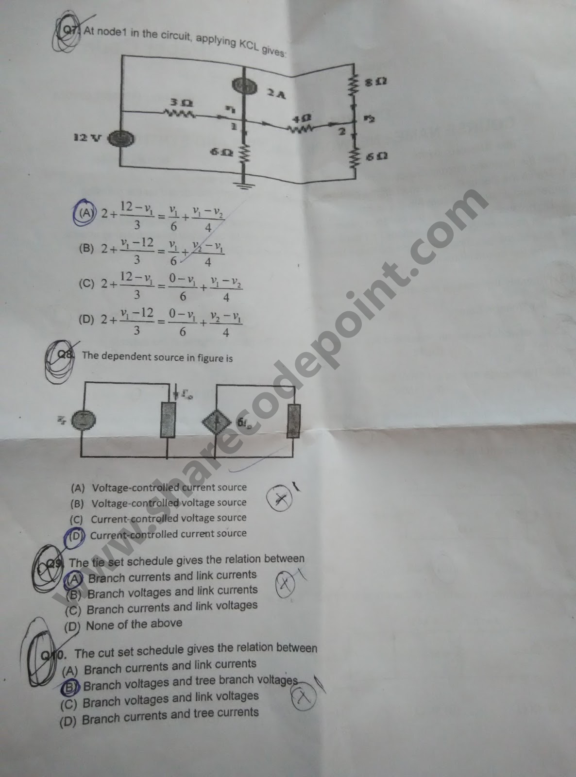 ELE205 : Network Analysis And Synthesis Mid Term Exam Question Paper | lpu