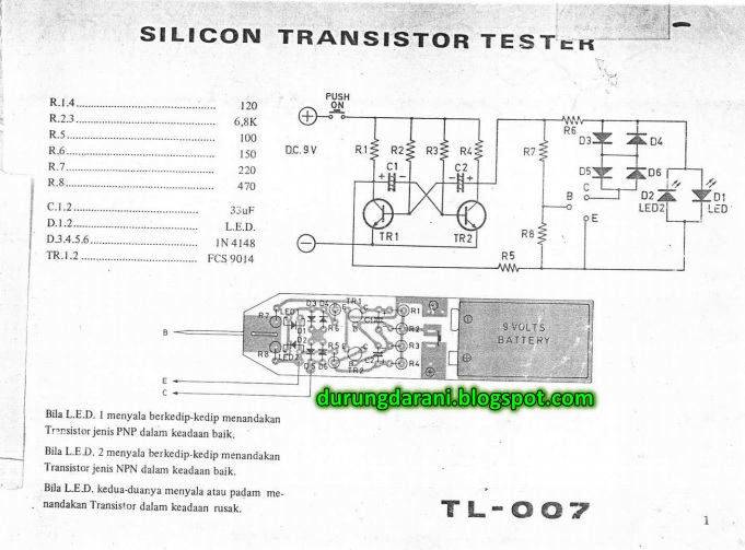 DURUNG DARANI: Tulus Kit - Rangkaian Transistor Tester