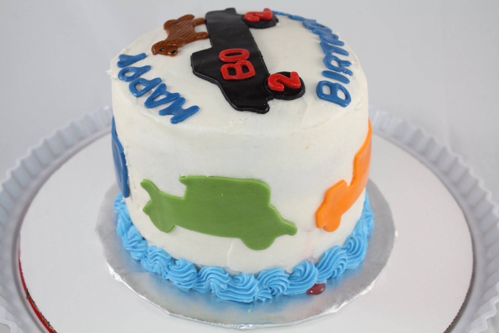 Two Sweet Bakery: Cars, Truck and dog 2nd birthday cake