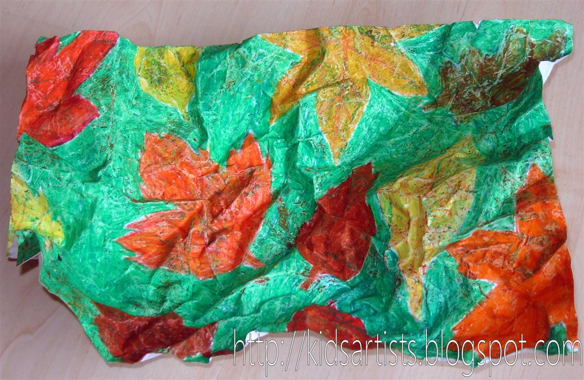 Kids Artists: Paper batik autumn leaves