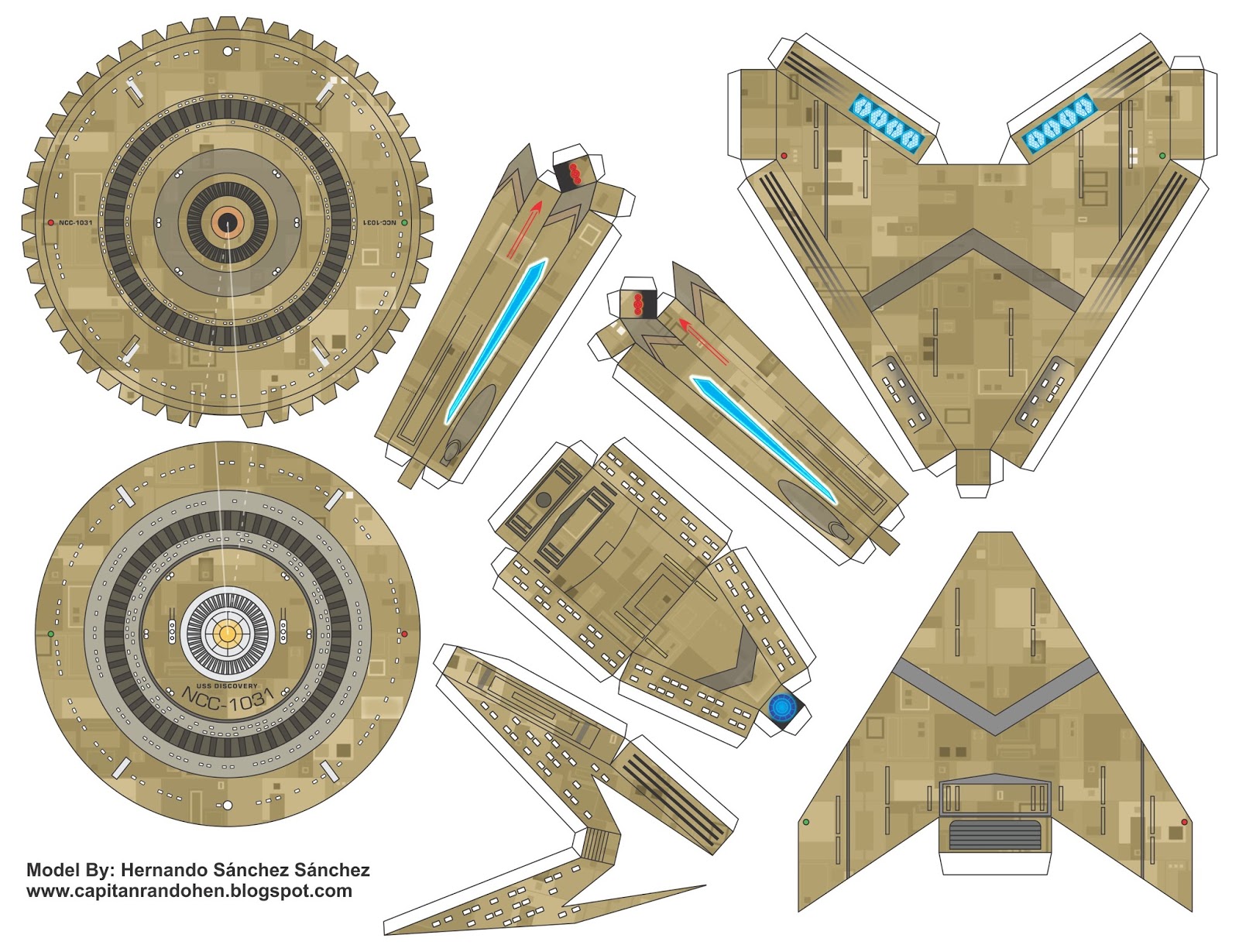 Capitan Ran Dohen: USS Discovery NCC-1031 - Modelo en papercraft