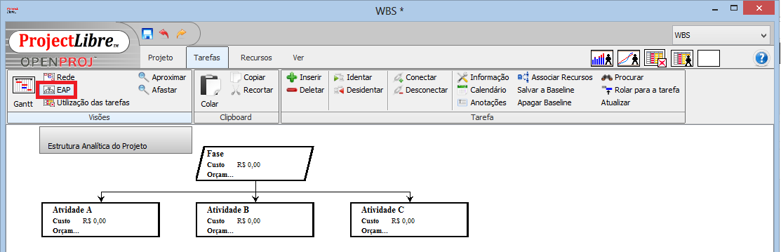 Canal ProjectLibre: Estrutura Analítica de Projeto no ProjectLibre.