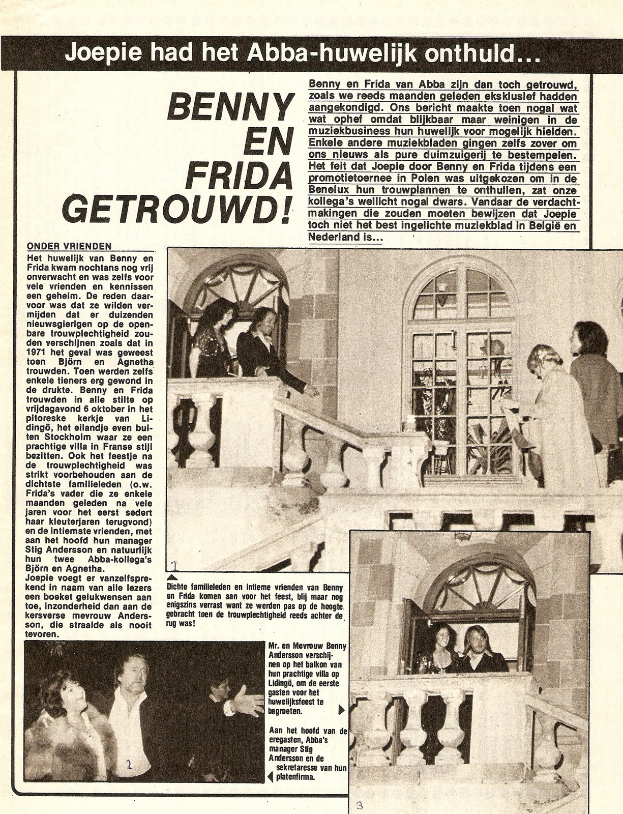 ABBA The Articles: Joepie, 1978: Benny and Frida married! – Joepie ...
