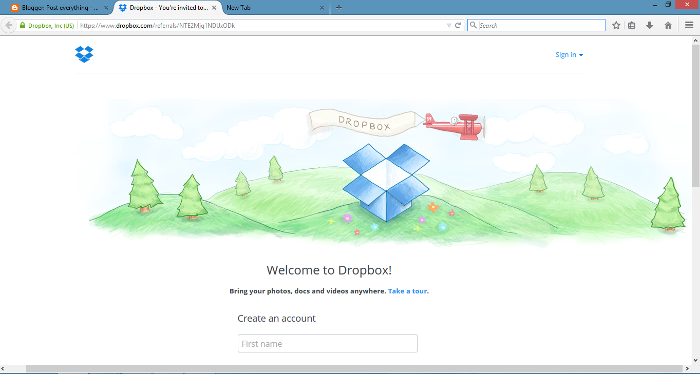 Post everything: Create a Dropbox account