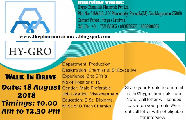 HY-GRO Chemicals - Walk-In Interviews on 18th August, 2018 ...