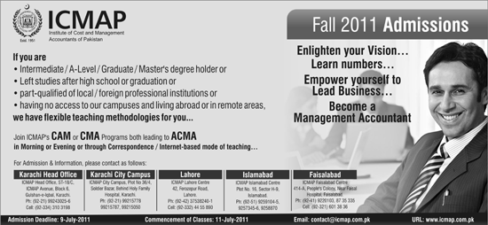 Admission in Pakistan: ICMAP Institute of Cost and Management ...