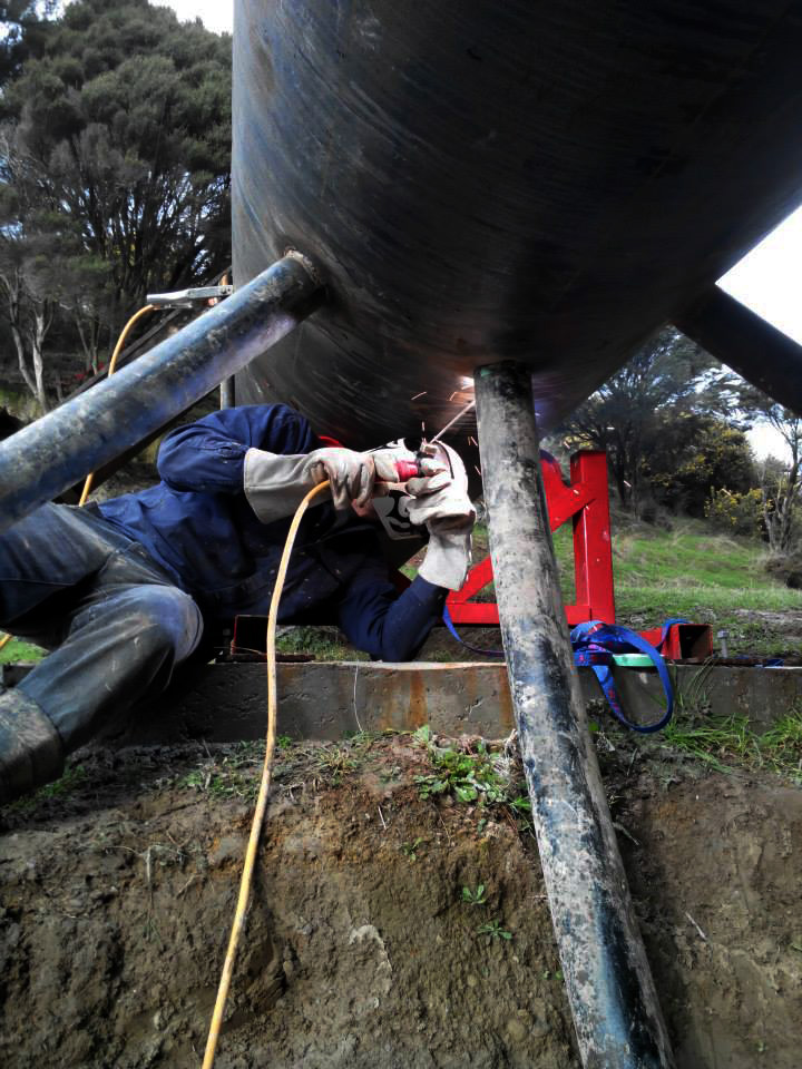 The Skysphere: Welding in the mud... only three more hoops to go