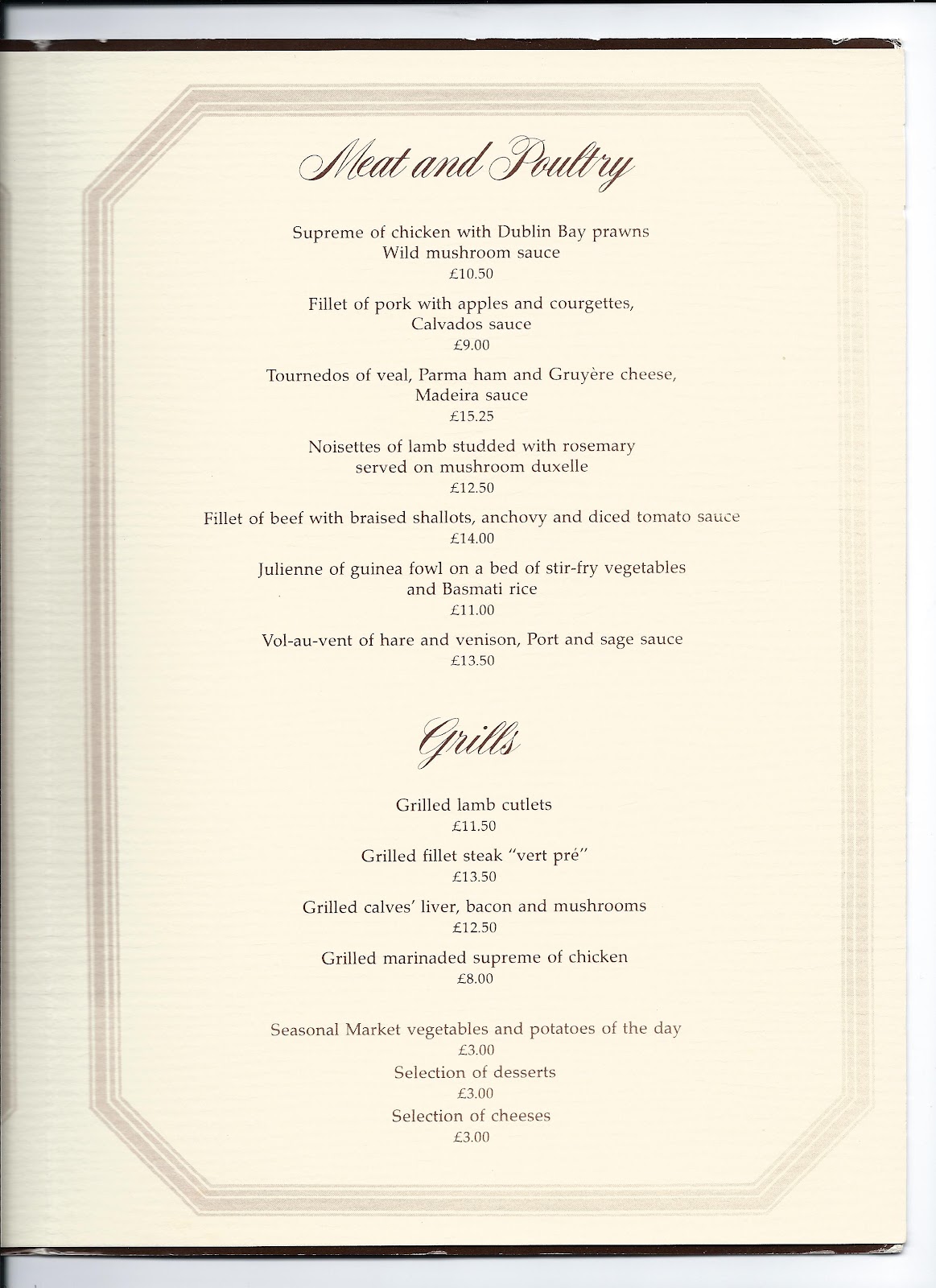 Chris Suhr s Menu Collection Goring Hotel London