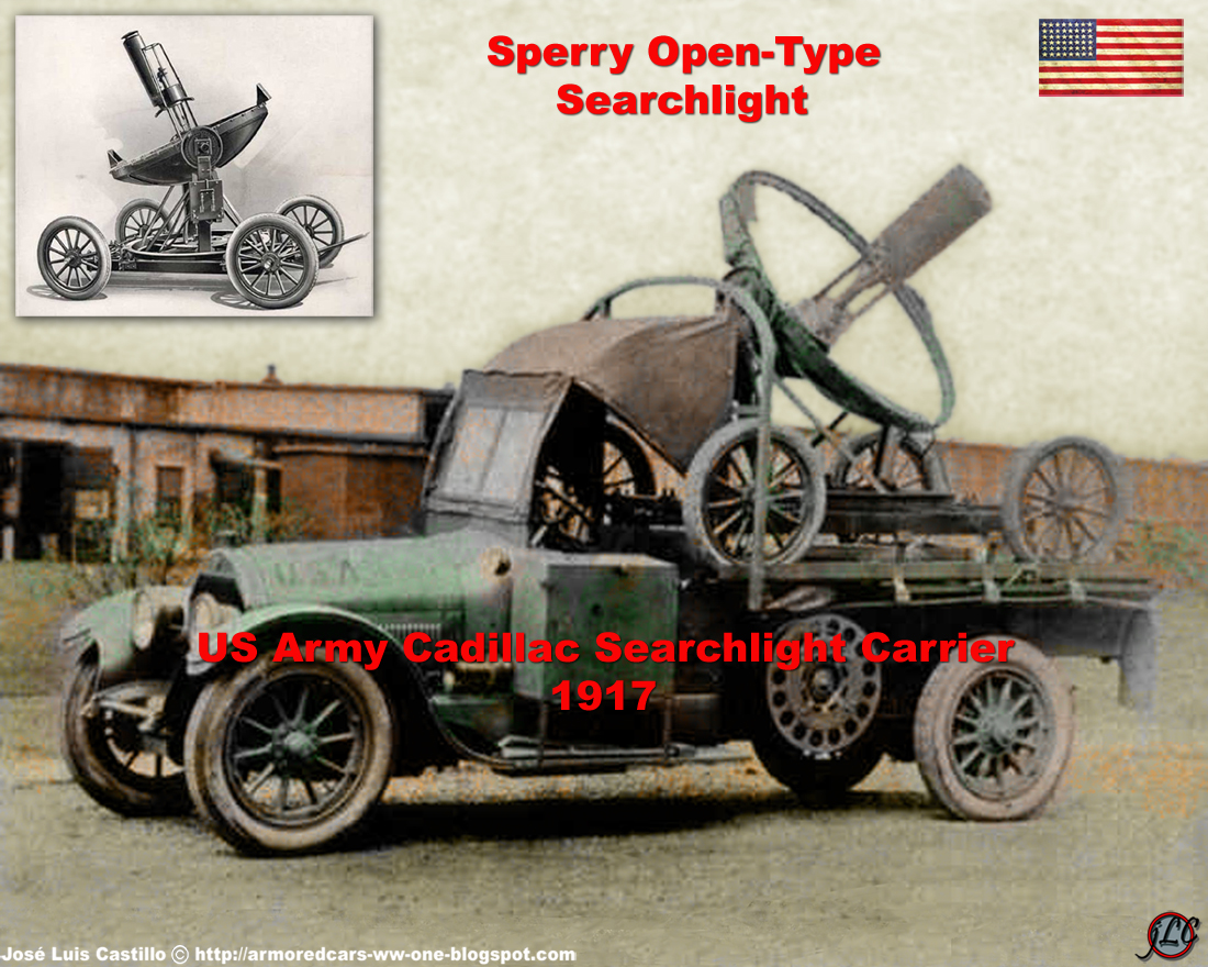 Armored Cars in the WWI: Cadillac Searchlight Carrier. US Army, 1917.