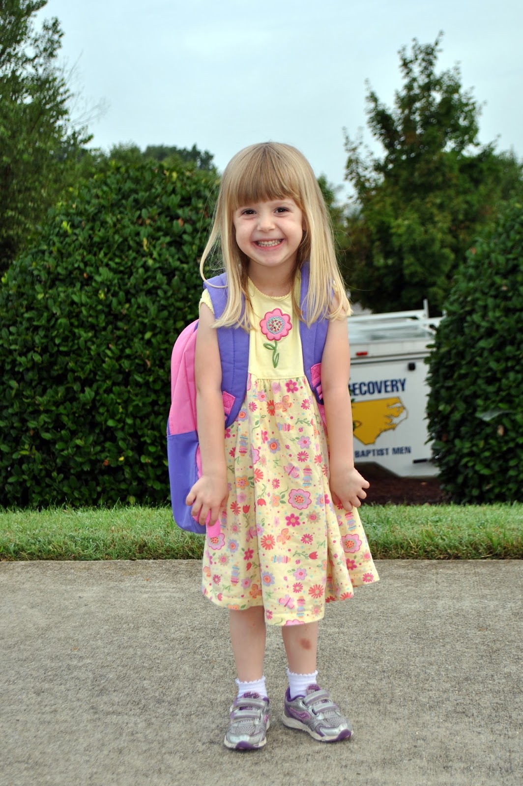 Flack Family of Five: Lucy's first day of FOUR YEAR OLD preschool!