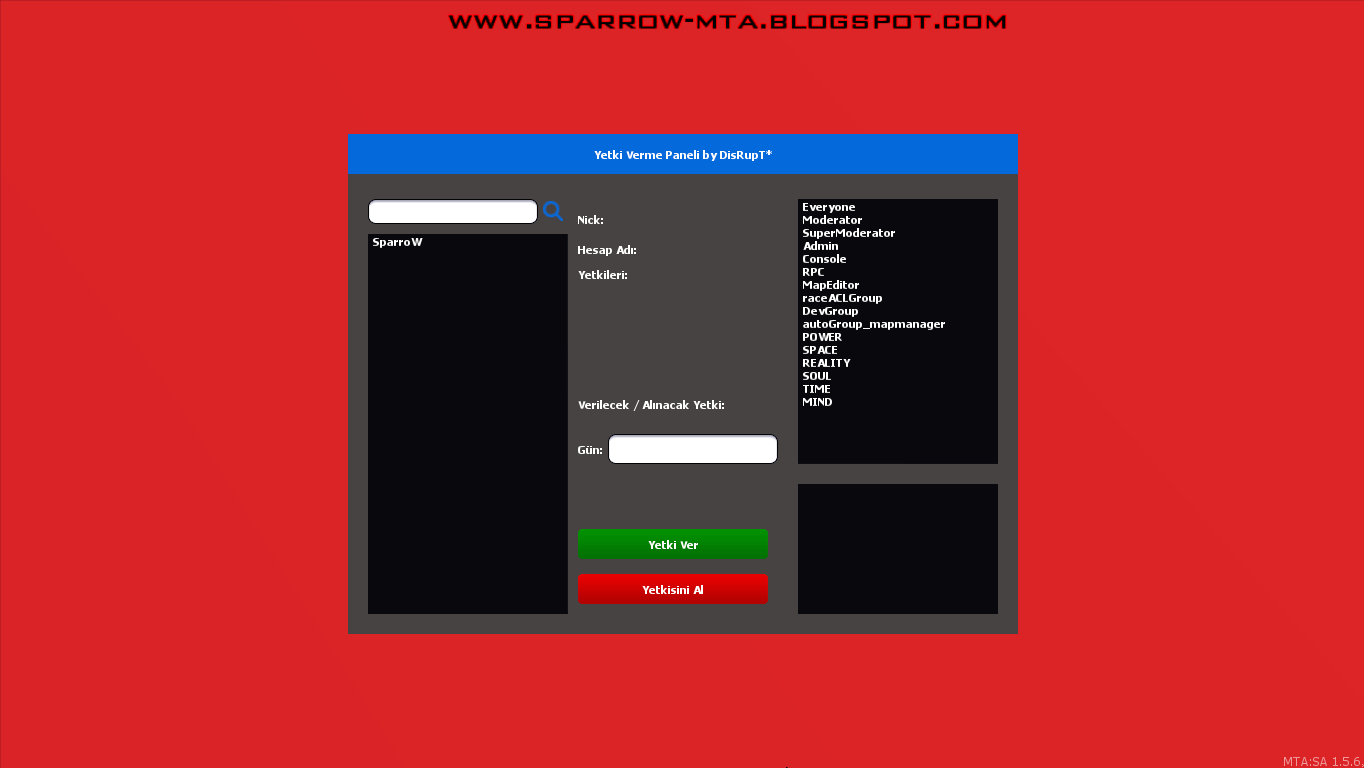 MTA SA Yetkilendirme Panel Scripti