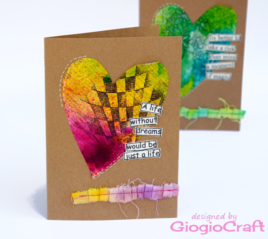 GiogioCraft: Colourful Kraft Paper cards with fabric