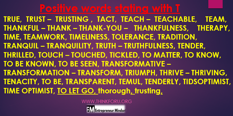 positive words start with t