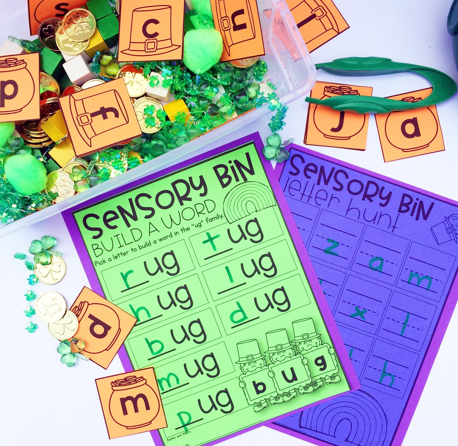 March Sensory Bins in Kindergarten - Apples & ABC's