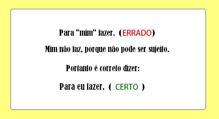 Na Ponta da Língua: Pronome: Eu X Mim