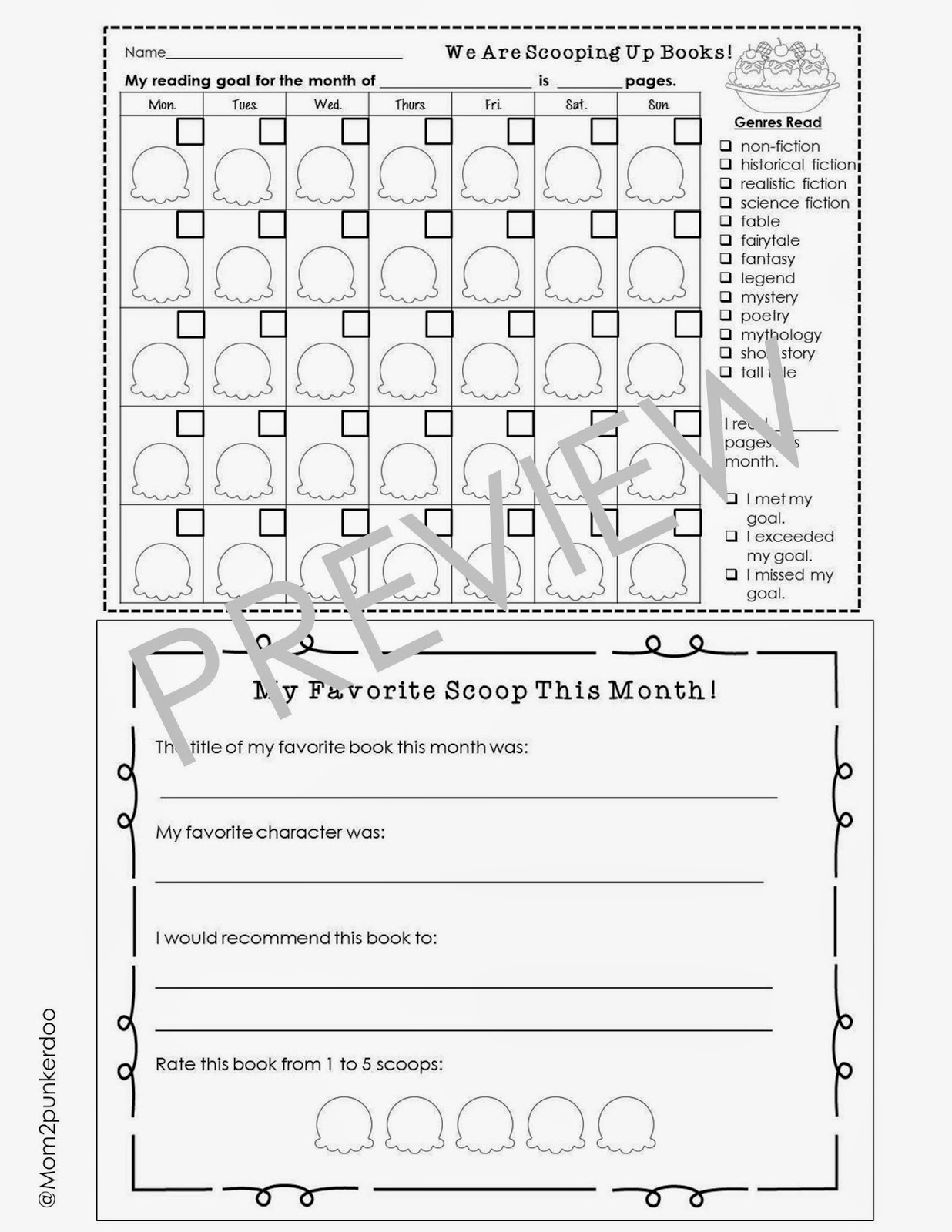 Mom2Punkerdoo: Scooping Up Books: Reading Logs & Goal Setting