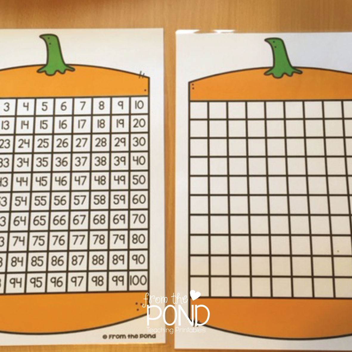 Pumpkin 100 Chart Activity Freebie | From the Pond