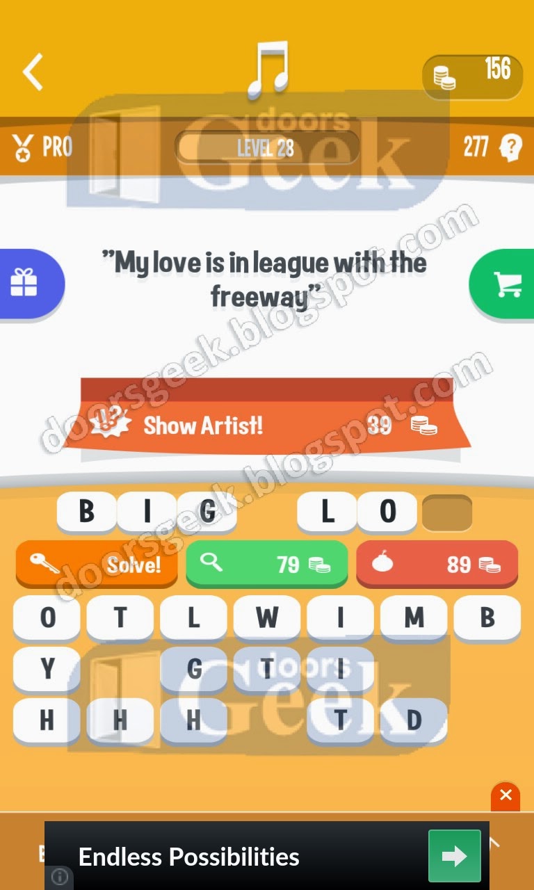 Song Quiz [Pro] Level 28 Answer ~ Doors Geek