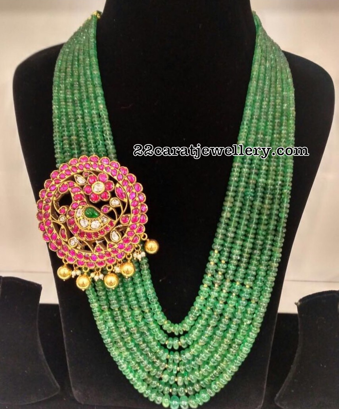 Multiple Strings Emerald Beads Set - Jewellery Designs