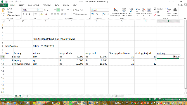Cara Melakukan Perhitungan Untung Rugi di Excel