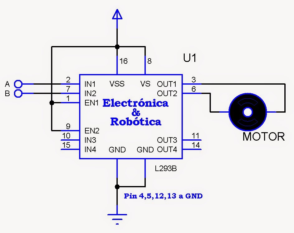 Invertir el giro de un motor de CD con el L293B o L293D