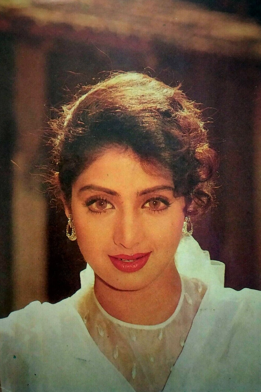 Sridevi: Sridevi in white, on the sets of Khuda Gawah