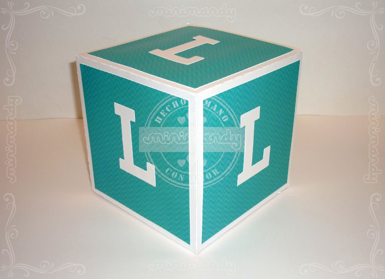 MinimandySign: Cubos de papel con letras. Baby Shower