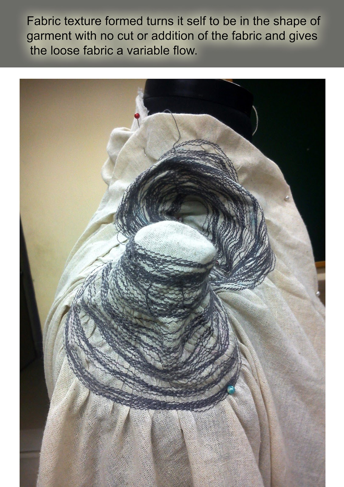 design and surface texture: fabric texture taking shape of garment elements