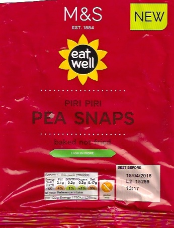 Cheeseburger Crisps & Other Stories: M&S Eat Well Pea Snaps Piri Piri