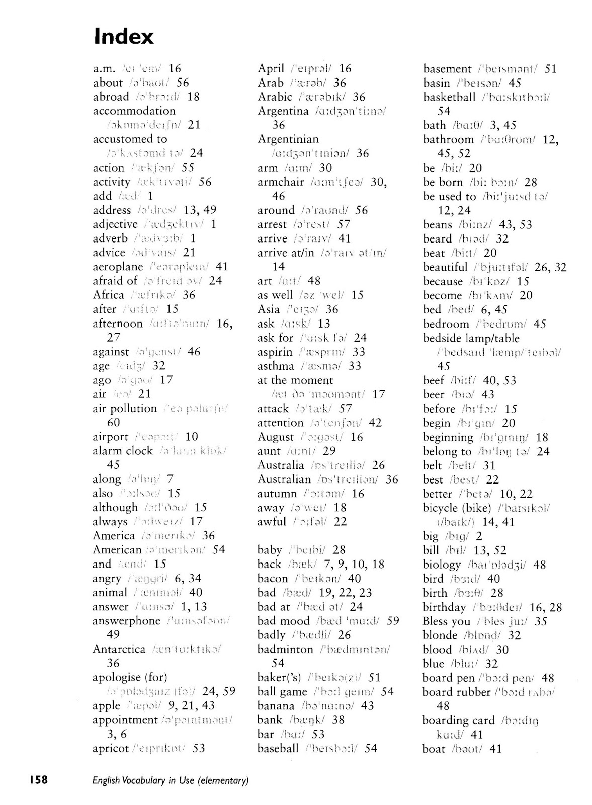 Phonetic symbols - Index - Vocabulary in Use Elementary