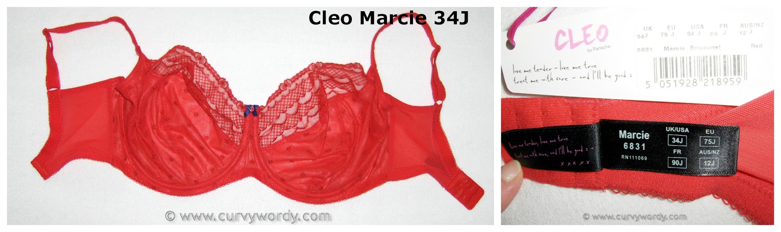 Panache Cleo Marcie Bra in Red 34J and 36J - Curvy Wordy