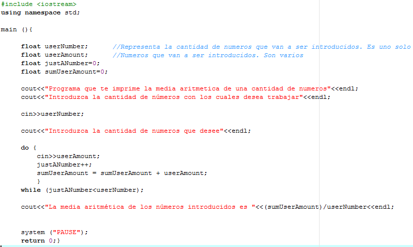 Programando con C++: Media Aritmética