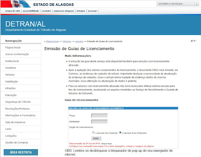 DETRAN AL AMARELINHA - OBTENHA A 2 VIA PARA IMPRIMIR