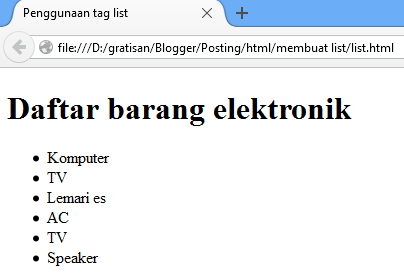 Cara Membuat List / Daftar di HTML ( Tag ol, ul, dan li ) - Struktur Web