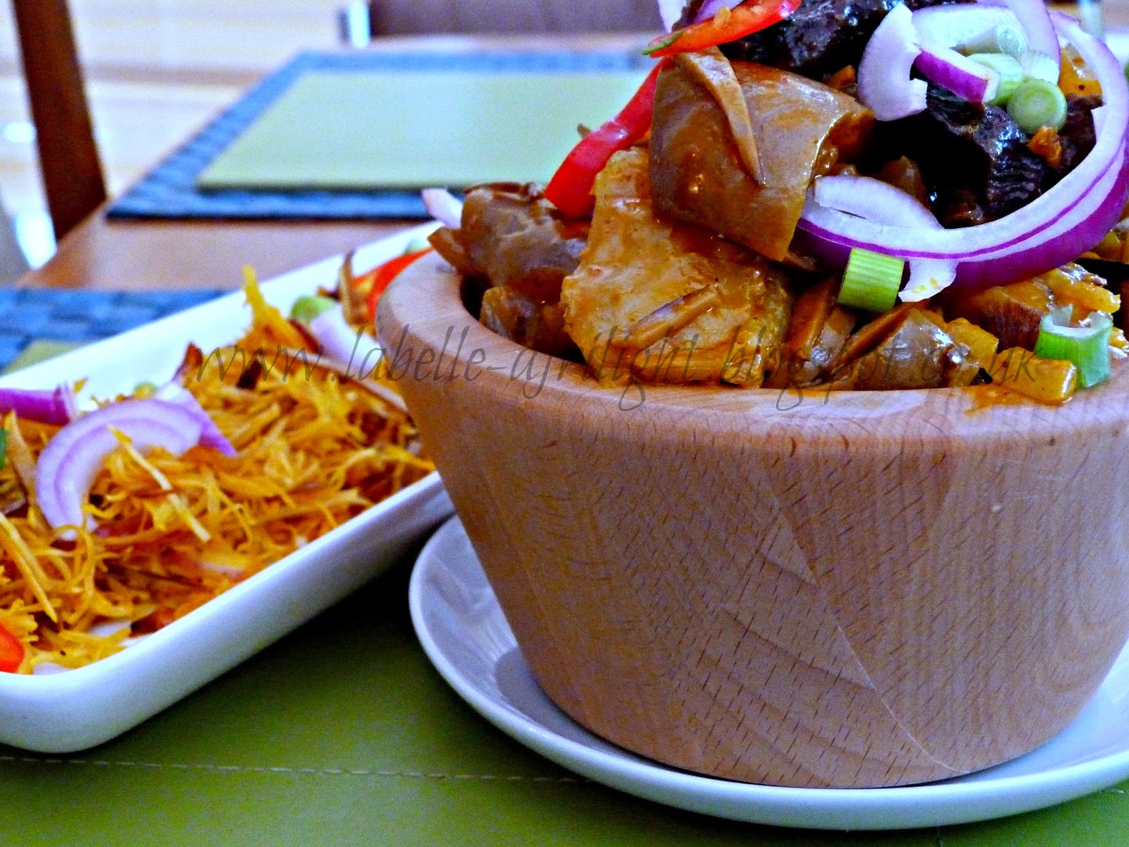 AFRILIGHT ~ BELLE'S KITCHEN: Abacha (African salad) and Assorted meat ...