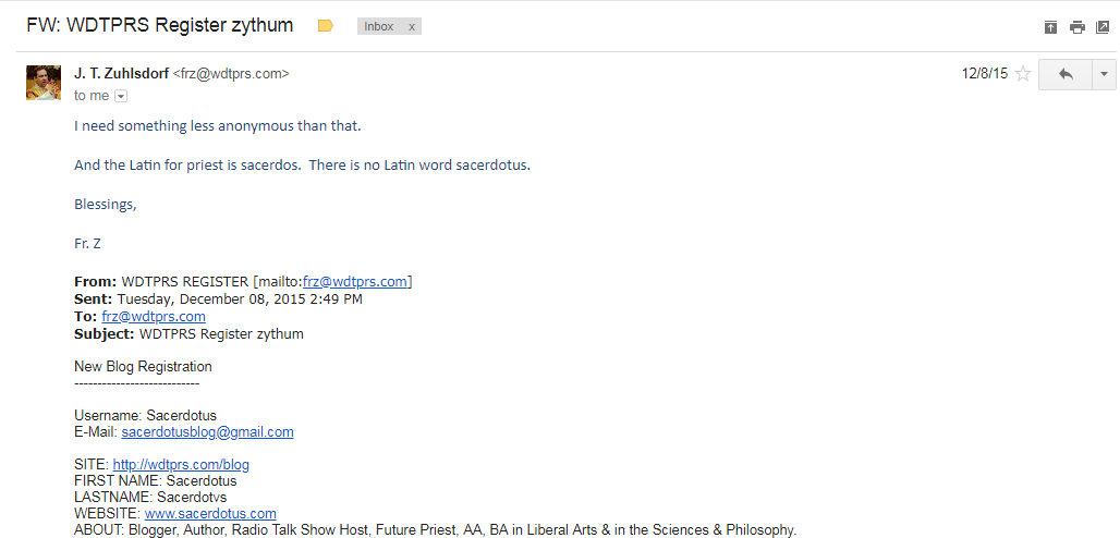 Sacerdotus: Father Z: Not Sinful to Pray for Pope's Death/End of ...