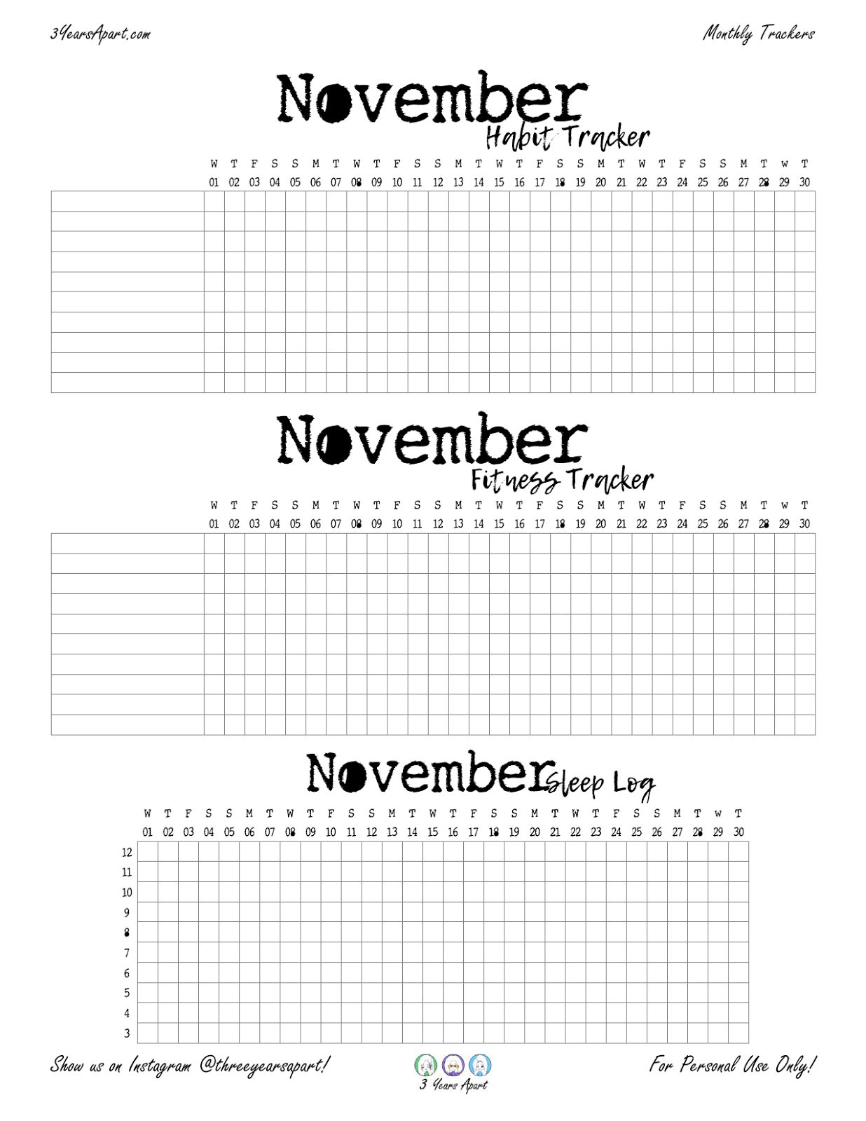 November 2017 Free Bullet Journal and Planner Printable Stickers | 3 ...