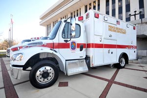 County Executive Reviews Fleet of New PGFD Ambulances