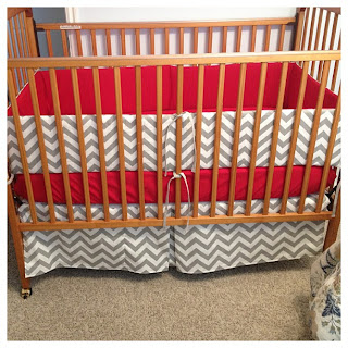 BumperCovers: Grey Chevron and Red Baby Bedding