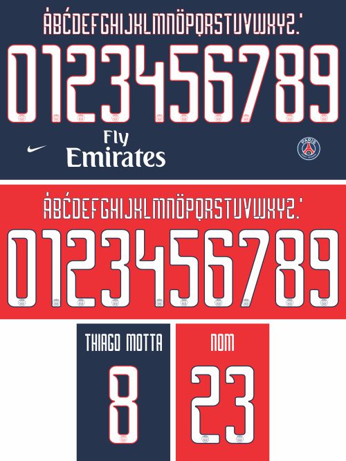 Paris Saint Germain 2016-17 font