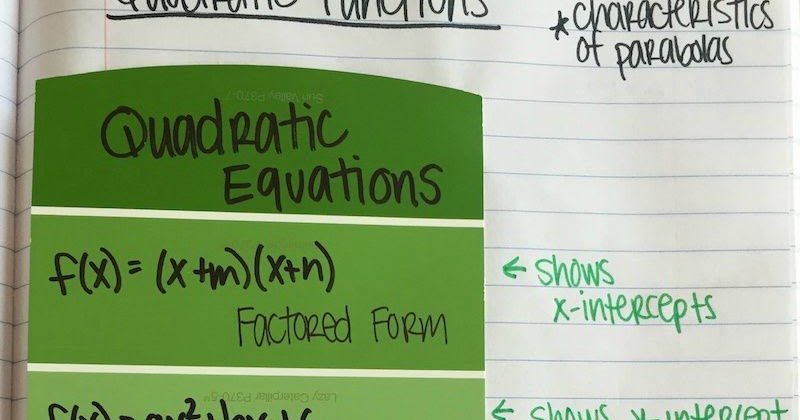 Quadratic Functions INB | Mrs. E Teaches Math