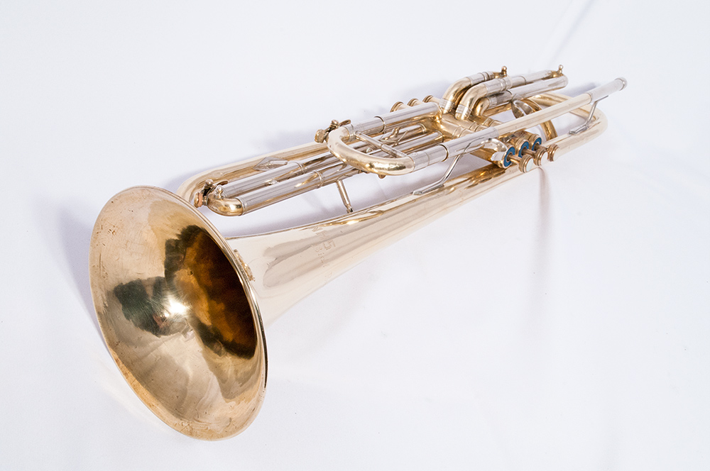 Big Bass Trumpet in Bb by Josef Lidl, 3V, raw brass | Brassmaniac.com