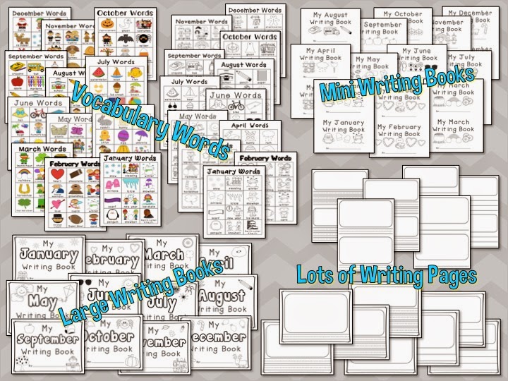Monthly Vocabulary Words & Writing Books - A Spoonful of Learning