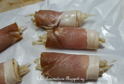 LY's Kitchen Ventures: Enoki Pork Rolls
