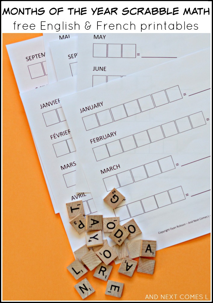 Months of the Year Scrabble Math {Free Printable} | And Next Comes L