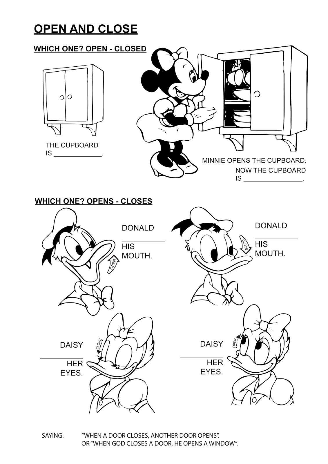 Páginas para colorear originales Original coloring pages: Open and close