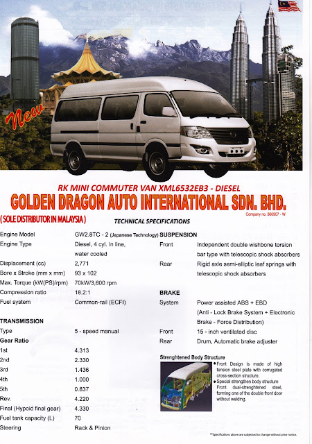 New Van Bus & Rebuilt Truck: RK/GOLDEN DRAGON MINI COMMUTER VAN/GOLDEN ...
