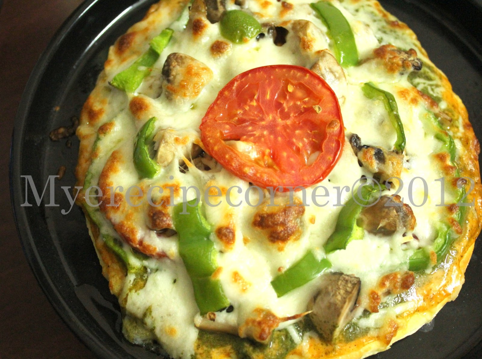 Mye's Kitchen: Indian Style Pizza / Desi Pizza / Chatpata Pizza recipe