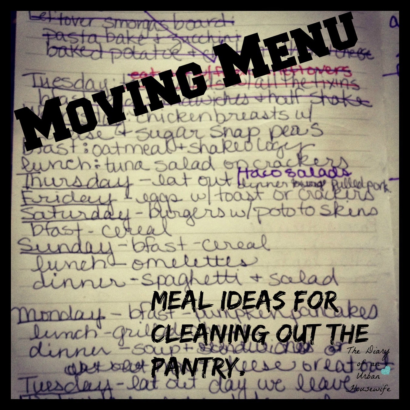 Diary of an Urban Housewife: Moving Menu Plan Monday +this week's workouts!