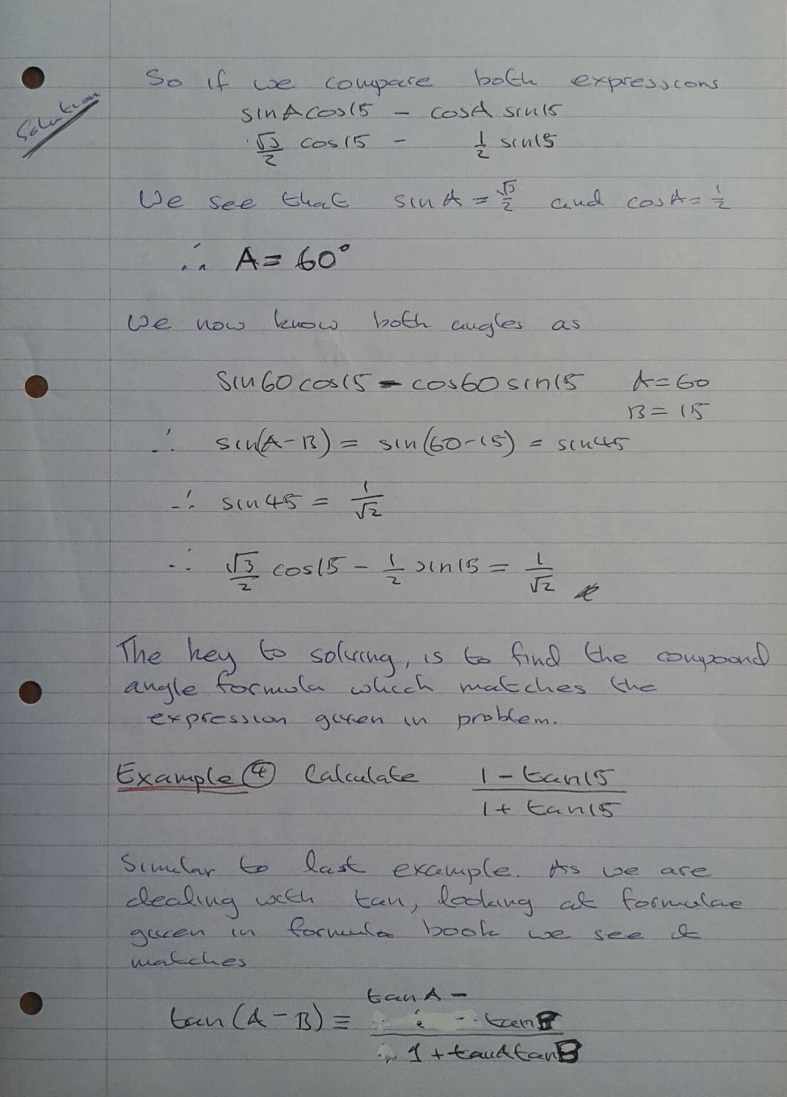 A Level Maths Notes: A2 Trigonometry II: Addition Formula Part 5